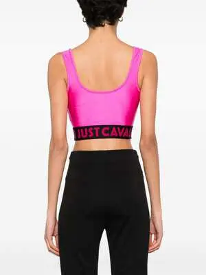 Just Cavalli Logo-waistband Cropped Top - Pink