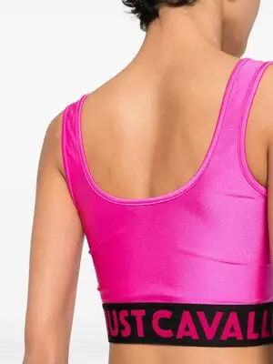 Just Cavalli Logo-waistband Cropped Top - Pink