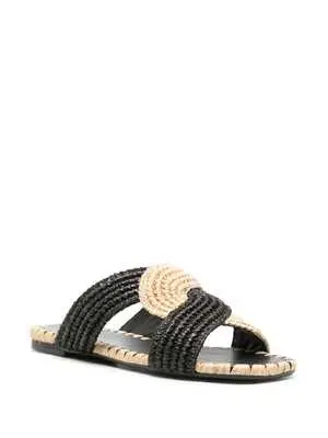 CastaÑer Prado Twist-detail Raffia Slides - Black