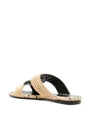 CastaÑer Prado Twist-detail Raffia Slides - Black