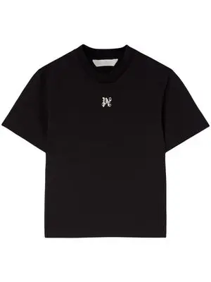 Palm Angels Monogram Cotton T-shirt - Black