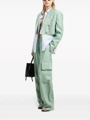 Palm Angels Carrot-cut Linen Trousers - Green