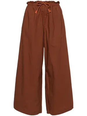 FORTE_FORTE Drawstring-waist Cotton Trousers - Brown