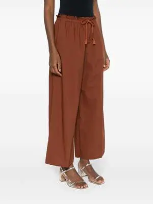 FORTE_FORTE Drawstring-waist Cotton Trousers - Brown
