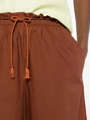 FORTE_FORTE Drawstring-waist Cotton Trousers - Brown