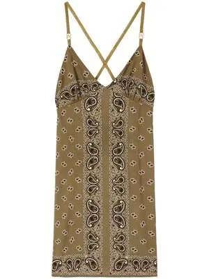 Palm Angels Paisley-print Slip Dress - Green