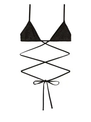 Palm Angels Lurex Criss-cross Bikini Top - Black