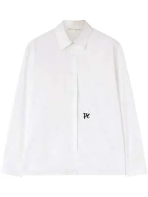 Palm Angels Pa Monogram Cotton Shirt - White