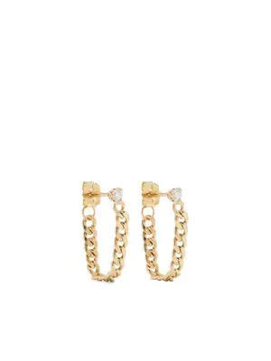 Zoe Chicco 14kt Yellow Curb-chain Diamond Earring - Gold