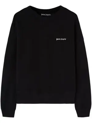 Palm Angels Logo-embroidered Cotton Sweatshirt - Black