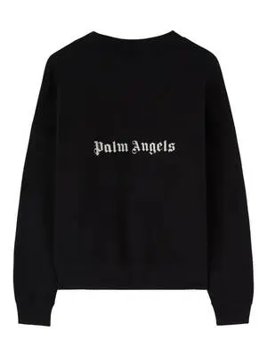 Palm Angels Logo-embroidered Cotton Sweatshirt - Black