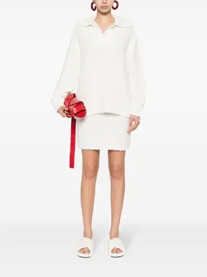 JOSEPH Textured Knit Polo Jumper - White