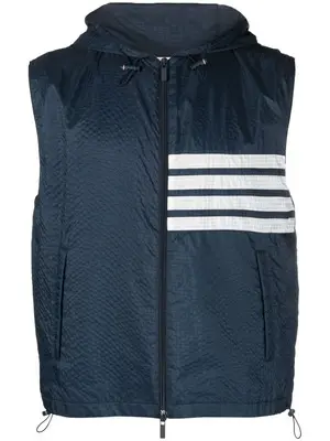 Thom Browne 4-bar Stripe Ripstop Hooded Gilet - Blue