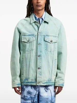 Palm Angels Overdyed Denim Jacket - Green