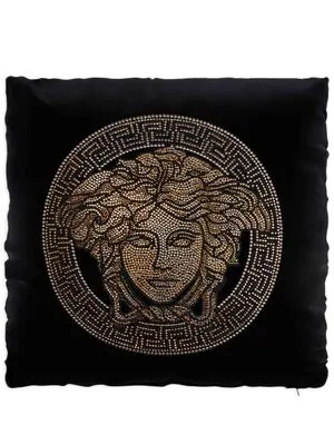 Versace Medusa-head Studded Cotton Cushion - Black