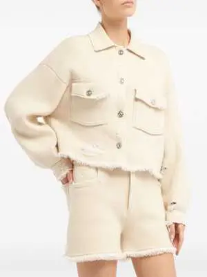 BARRIE Fine-knit Fringe-detail Shorts - Neutrals
