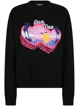 Dsquared2 Graphic-print Cotton Sweatshirt - Black