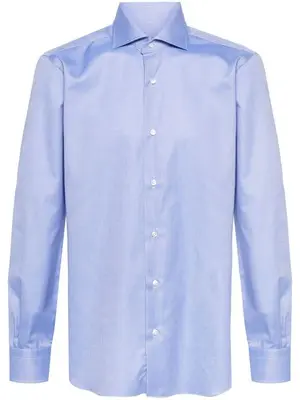 BARBA NAPOLI Cutaway Collar Cotton Shirt