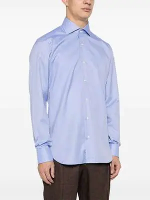 BARBA NAPOLI Cutaway Collar Cotton Shirt