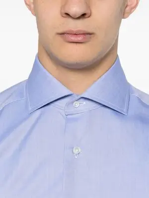 BARBA NAPOLI Cutaway Collar Cotton Shirt