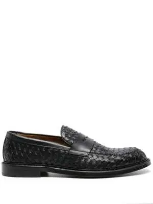 DOUCAL'S Woven Leather Penny Loafers - Blue