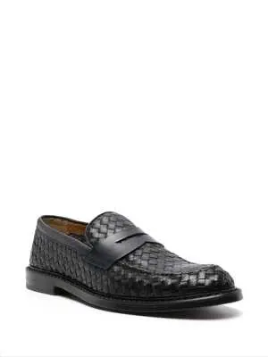 DOUCAL'S Woven Leather Penny Loafers - Blue