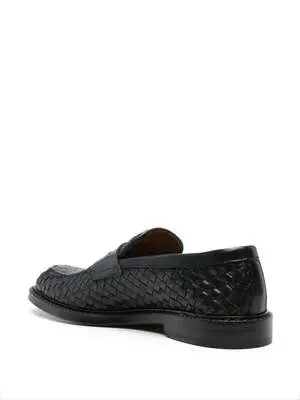 DOUCAL'S Woven Leather Penny Loafers - Blue