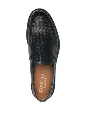 DOUCAL'S Woven Leather Penny Loafers - Blue