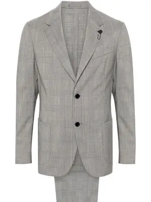LARDINI Prince-of-wales-check Wool Suit - Black