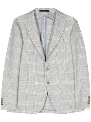 Tagliatore Single-breasted Checked Blazer - Grey