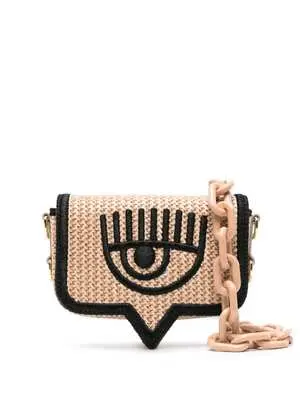 CHIARA FERRAGNI Eyelike Raffia Crossbody Bag