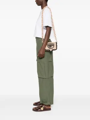 CHIARA FERRAGNI Eyelike Raffia Crossbody Bag
