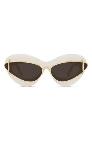 Loewe Double Frame Oversized Cat Eye Sunglasses Ivory/brown