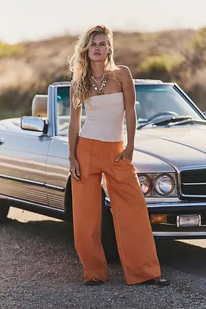 Free People Breezy Denim Pull-On Jeans Red Mango