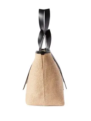 Off-White Neutral Arrows Raffia Tote Bag