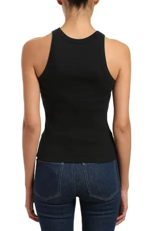 MAVI Ribbed Stretch Cotton Tank - Black