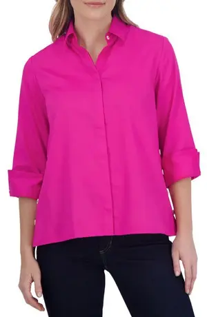 Foxcroft Beatrice Side Button Accent Collared Shirt