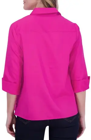 Foxcroft Beatrice Side Button Accent Collared Shirt