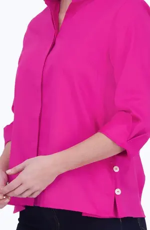 Foxcroft Beatrice Side Button Accent Collared Shirt