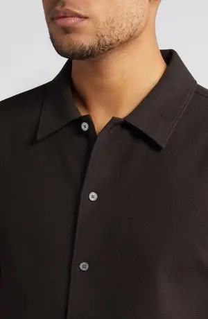 FRAME Textured Short Sleeve Button-up Shirt - Black