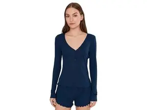 Eberjey Pointelle V-neck Henley Pajama Top