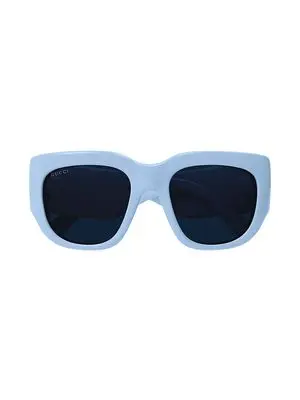 Gucci Marmont Monocolor 53mm Squared Sunglasses Light Blue Dark Grey