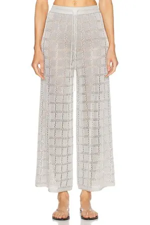 Calle Del Mar Crochet Patchwork Pant - Silver