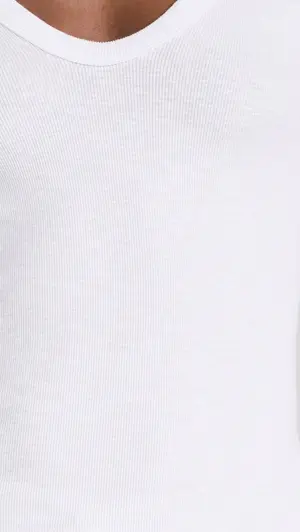 Enza Costa Textured Rib U Tee - White
