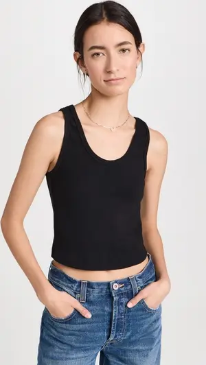 PERFECTWHITETEE Ribbed Tank Top - True Black