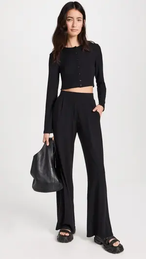 LESET Lauren Pleated Pants - Black