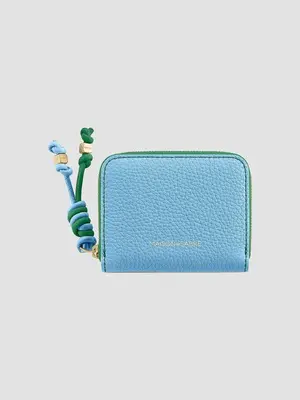 MAISON DE SABRE Small Leather Zipped Wallet Sky Emerald