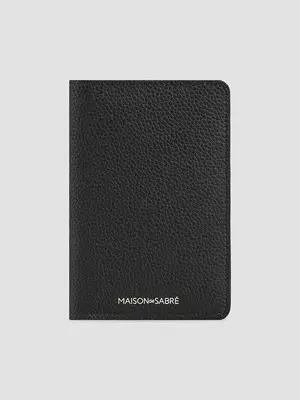 MAISON DE SABRE Leather Passport Holder - Black Caviar