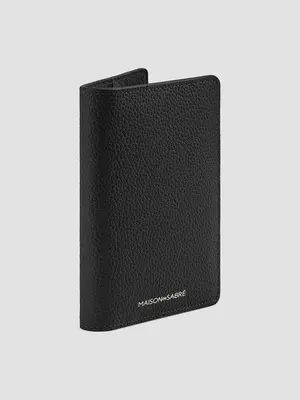 MAISON DE SABRE Leather Passport Holder - Black Caviar