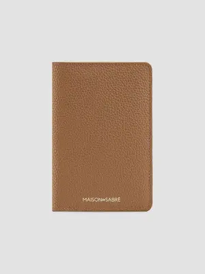 MAISON DE SABRE Leather Passport Holder - Sandstone Lily